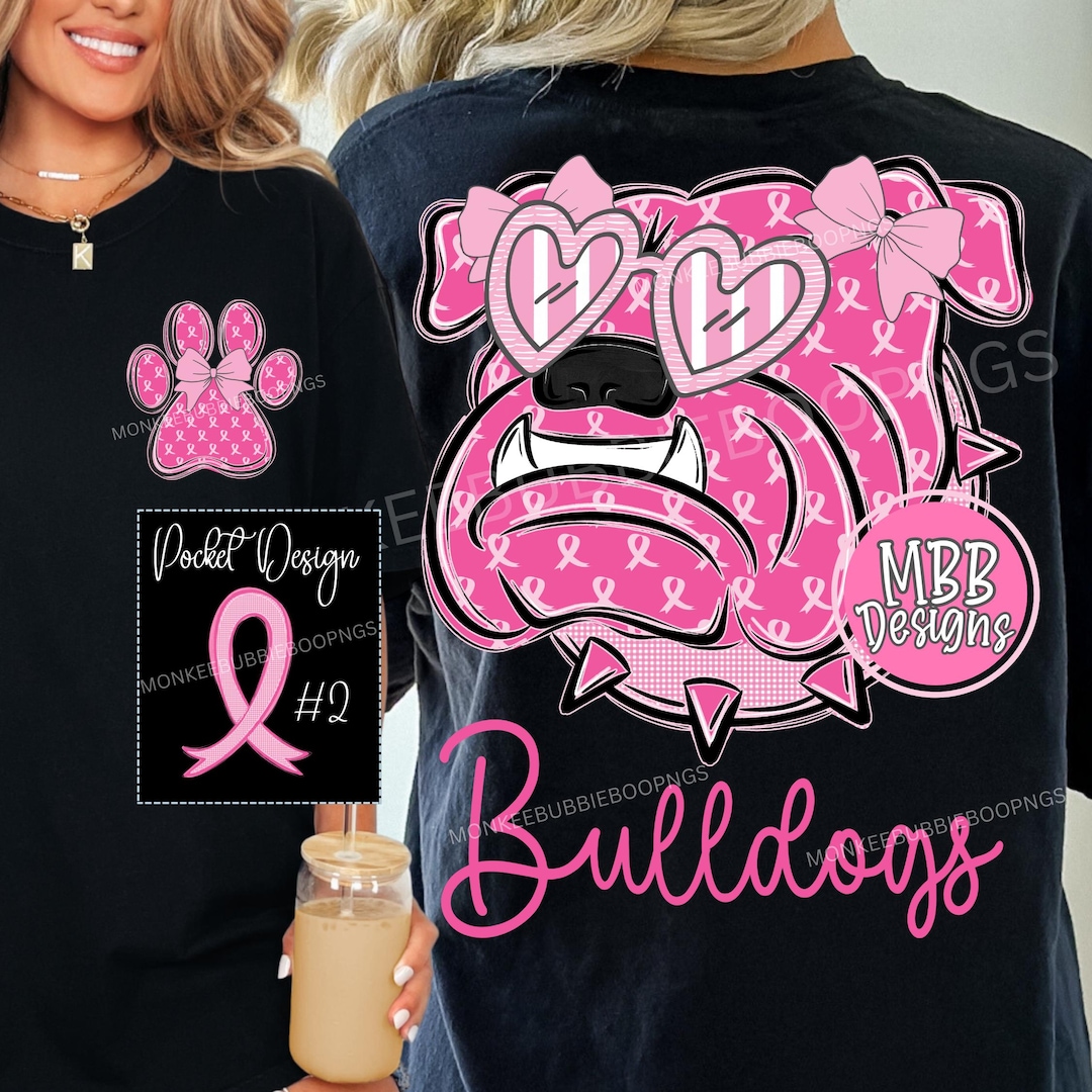 Preppy Pink Bulldog PNG, Breast Cancer Awareness, Breast Cancer ...