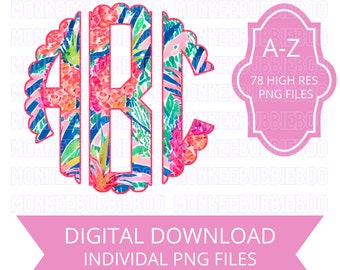 Oceanic Preppy Monogram Png, Monogram Alphabet Pack, Scallop Monogram ...