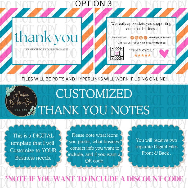 Printable Thank You Card, Thank You Card, Personalized Package Inserts ...