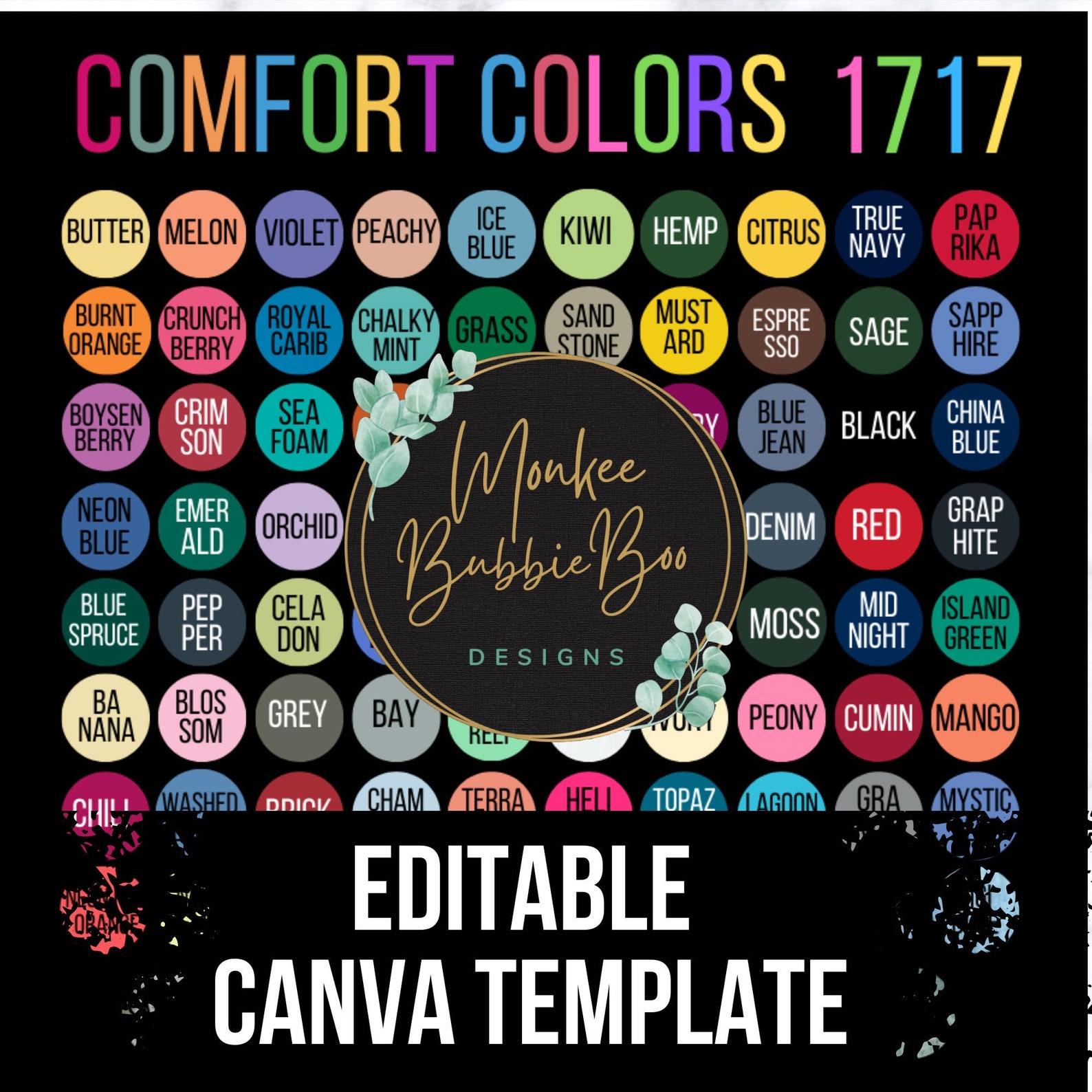 Canva Template Editable, Comfort Colors Color Chart, Editable Comfort ...
