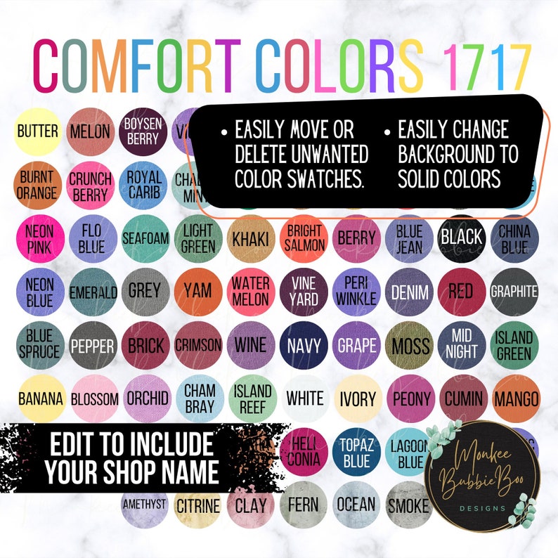 Canva Template Editable, Comfort Colors Color Chart, Editable Comfort ...