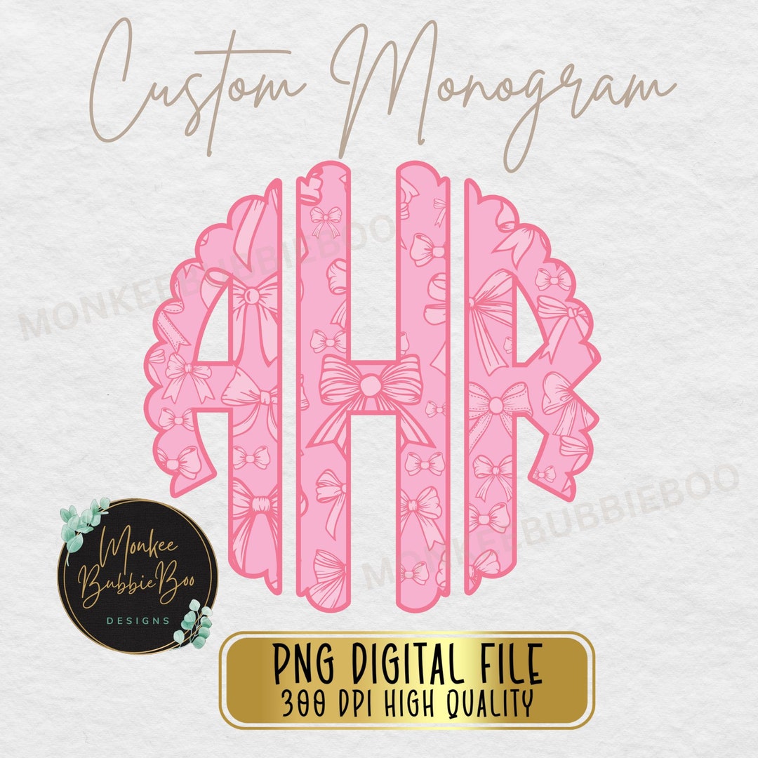 Custom Monogram, Bow Monogram, Coquette Bow Monogram, Personalized ...