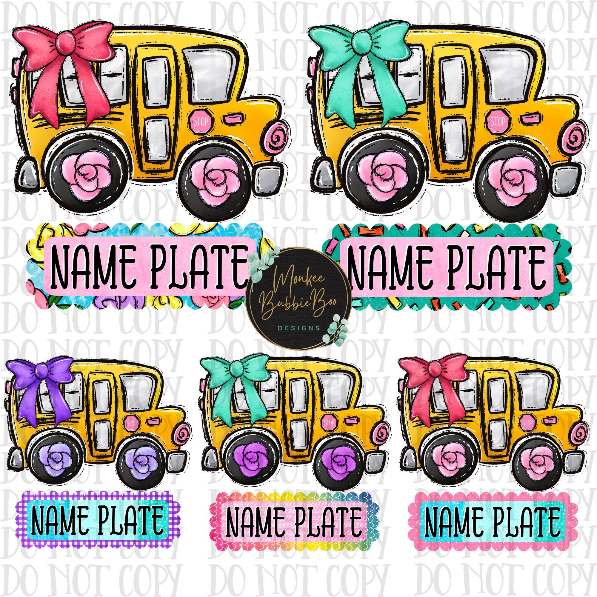 School Bus Name Plate BUNDLE Pngs, School Sublimation Design, School ...