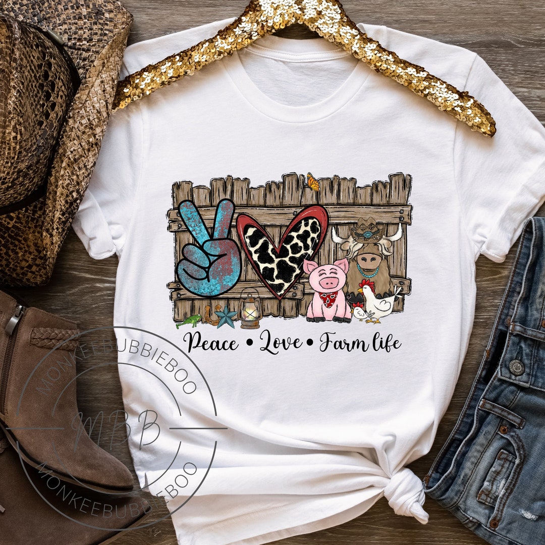 Peace Love Farm Life PNG, Farm Sublimation Design, DTG Printing, Farm ...