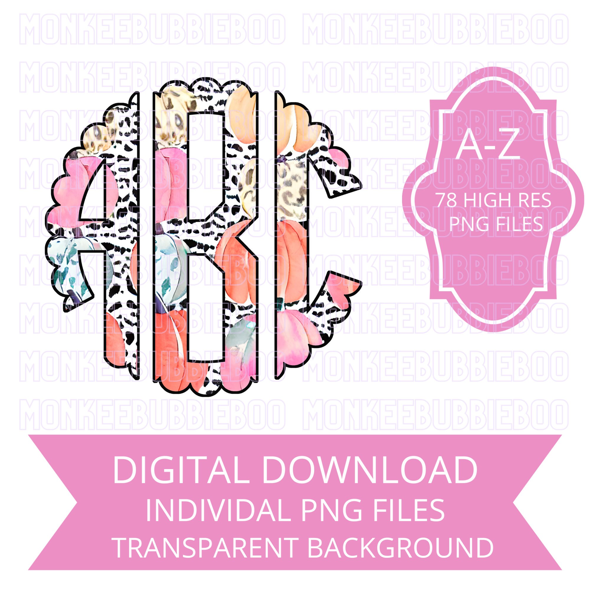 Diva Pumpkin Preppy Monogram Png, Monogram Alphabet Pack, Scallop ...
