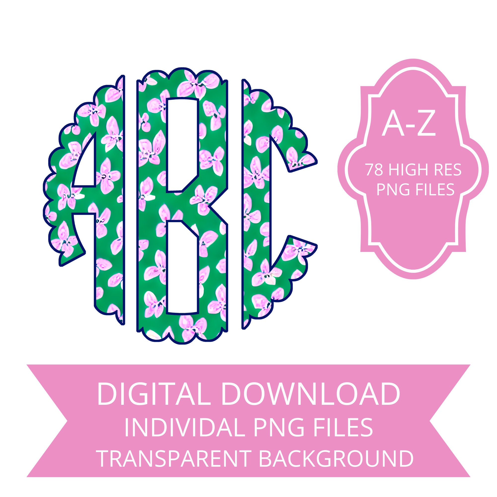 Twinkle Fairy Preppy Monogram Png, Monogram Alphabet Pack, Scallop ...