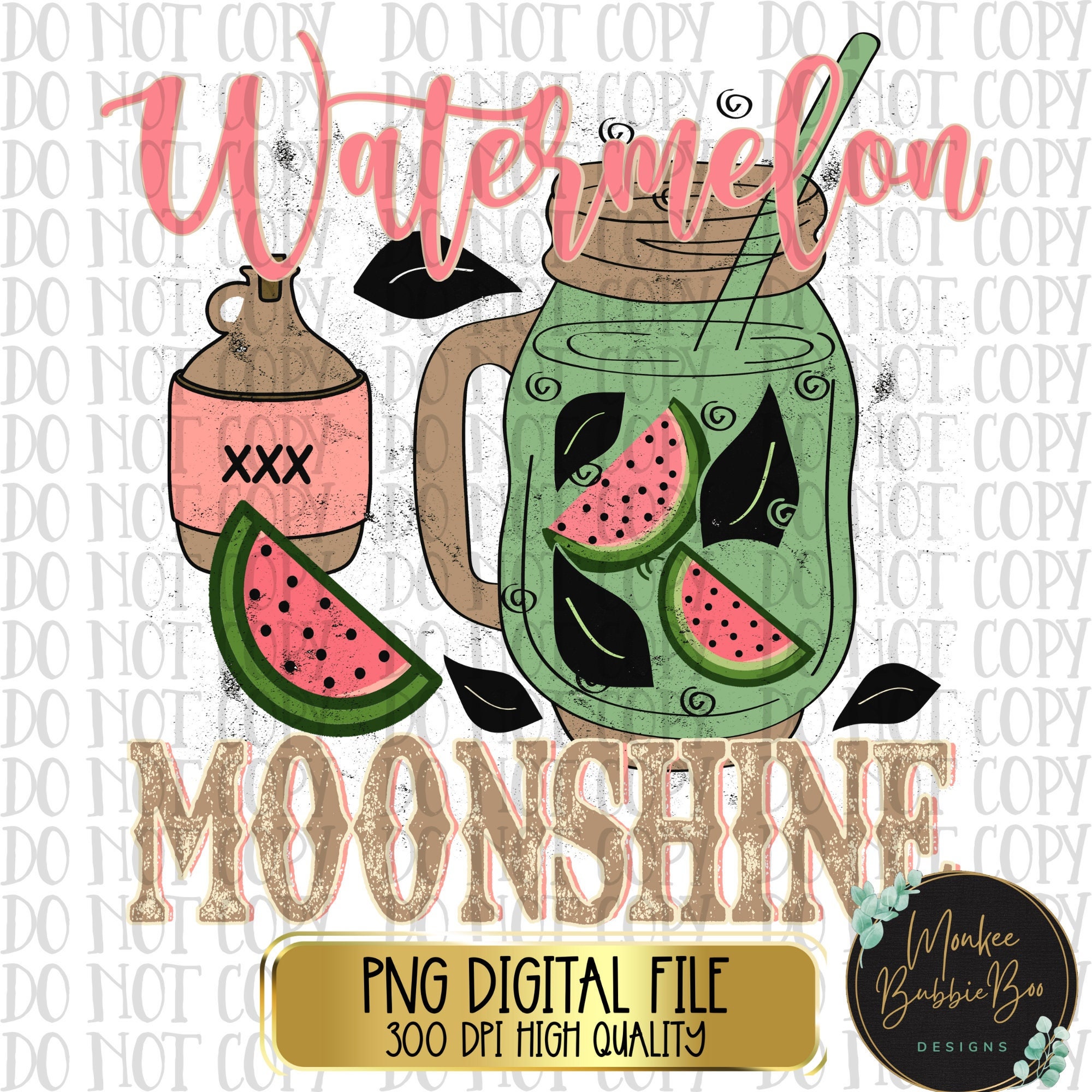 Watermelon Moonshine PNG, Country Sublimation Design, Moonshine Png ...