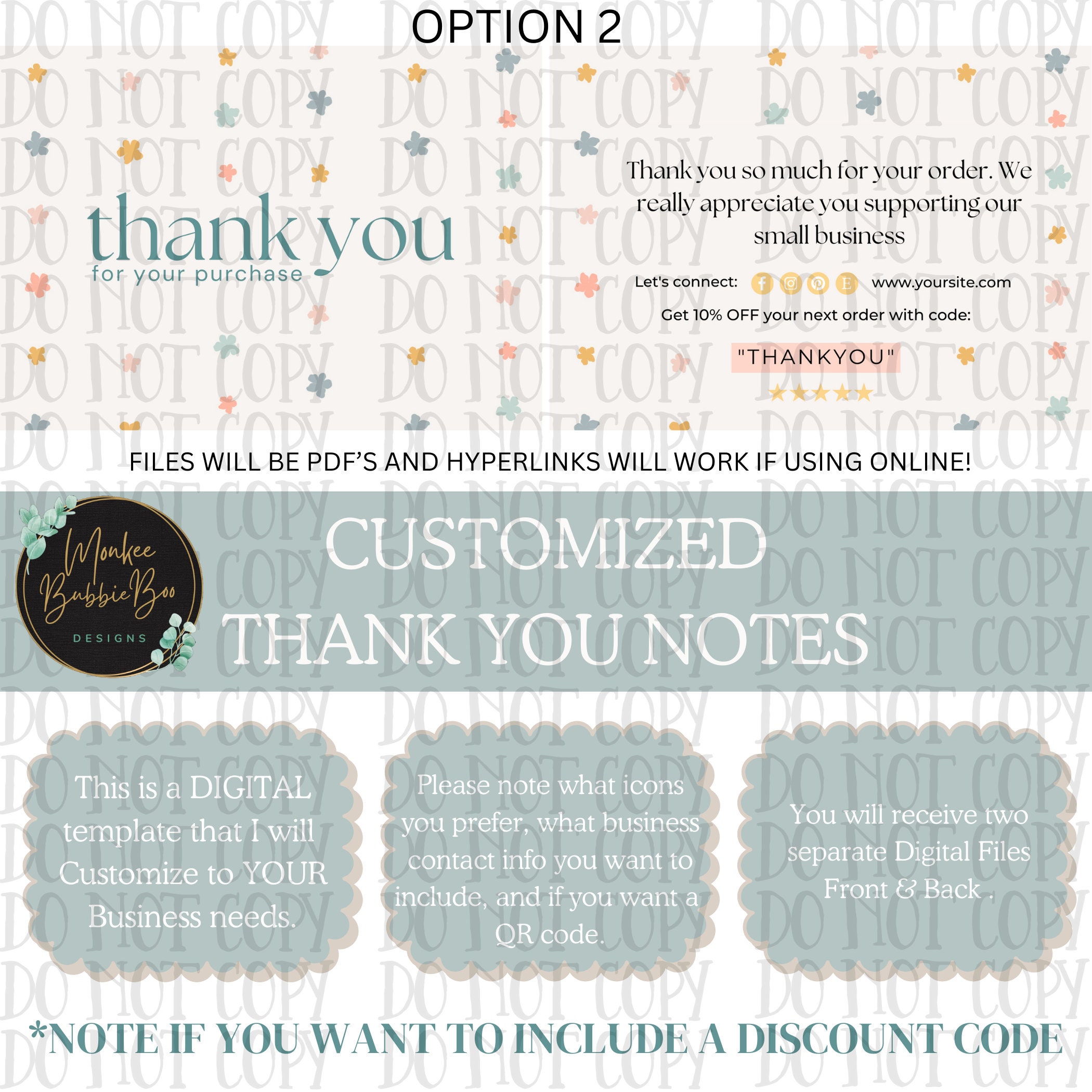 Printable Thank You Card, Thank You Card, Personalized Package Inserts ...