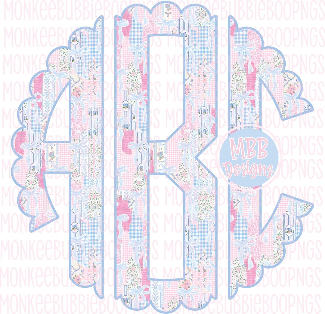 Grand Millennial Monogram Alphabet Set, Preppy, Floral Monogram ...