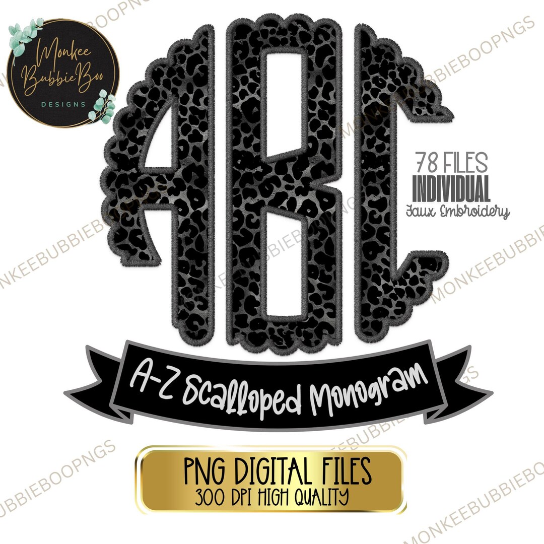 Leopard Print Monogram, Pack, Faux Embroidery, Monogram Alphabet Pack ...