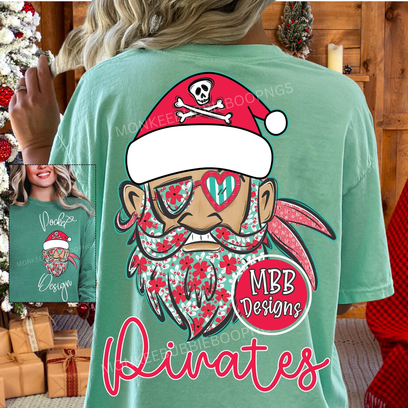 Christmas Pirates PNG, Preppy Pirates Mascot Shirt Design, High School ...