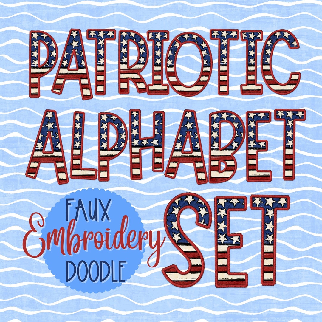 Patriotic Preppy A-Z Alphabet Pack Png, Uppercase Alphabet Pack, A-Z ...