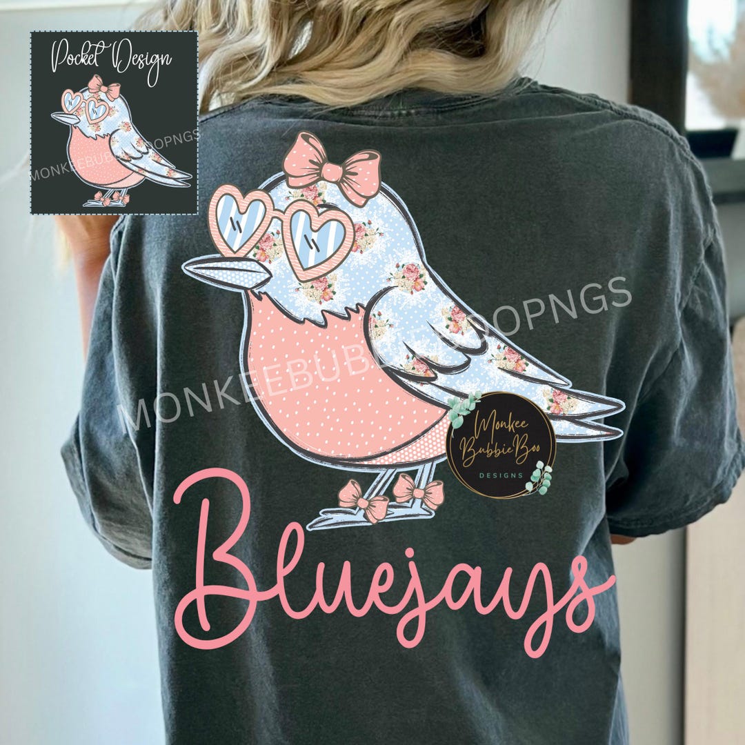 Floral Bluejays PNG, Preppy Football Mascot Shirt Design, Team Spirit ...