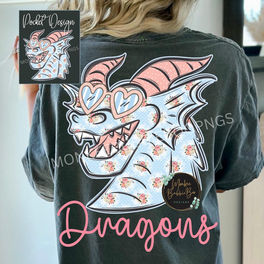 Floral Dragons PNG, Preppy Football Mascot Shirt Design, Dragon Mascot ...