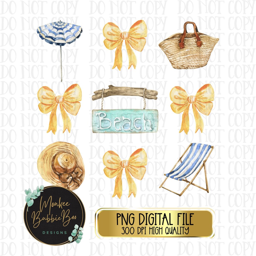 Beach, Beach Days PNG, Bow, Beach PNG, Summer, Watercolor Beach Png ...