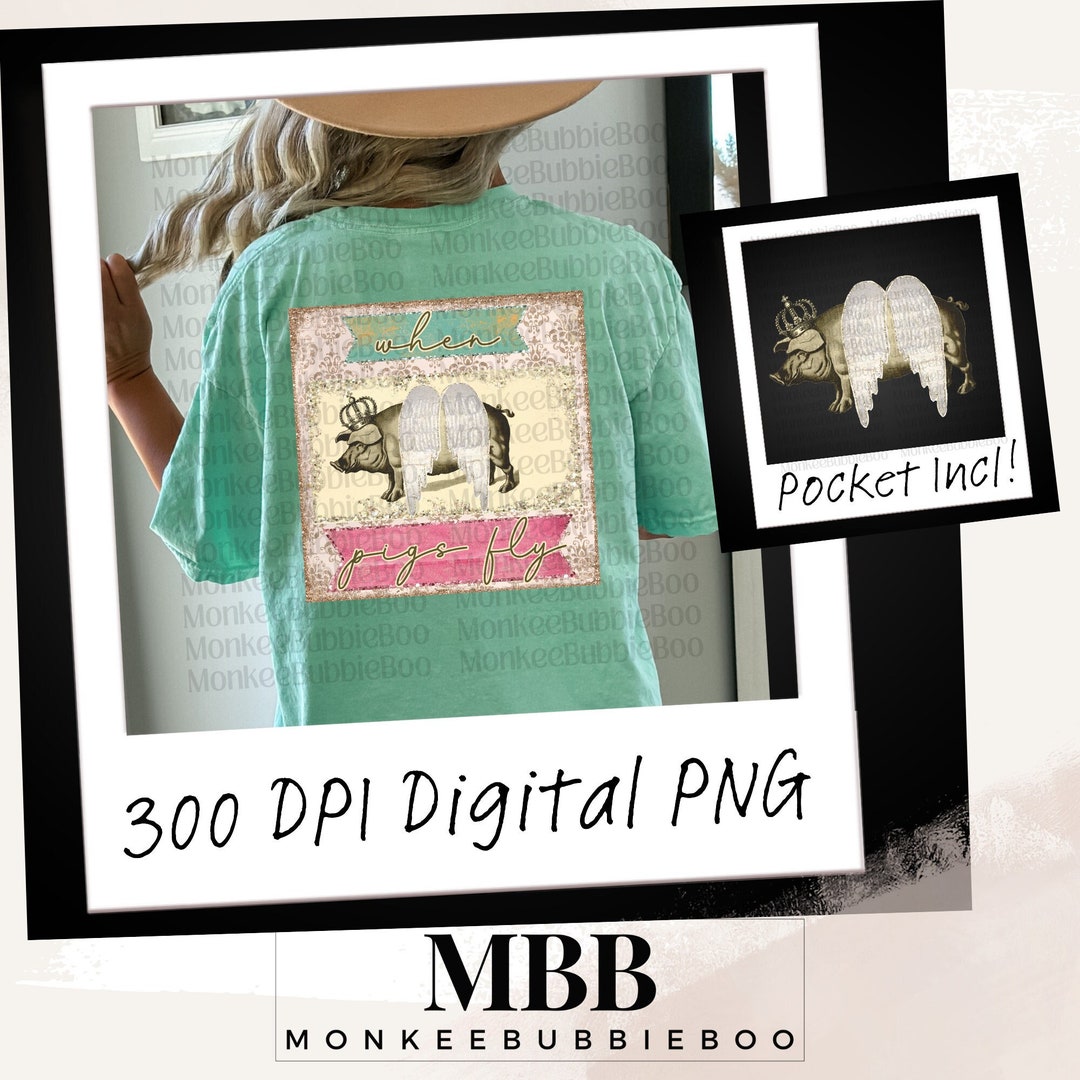 Set of 2 Pngs, When Pigs Fly PNG, Preppy Pig Png, Sassy, Pig ...
