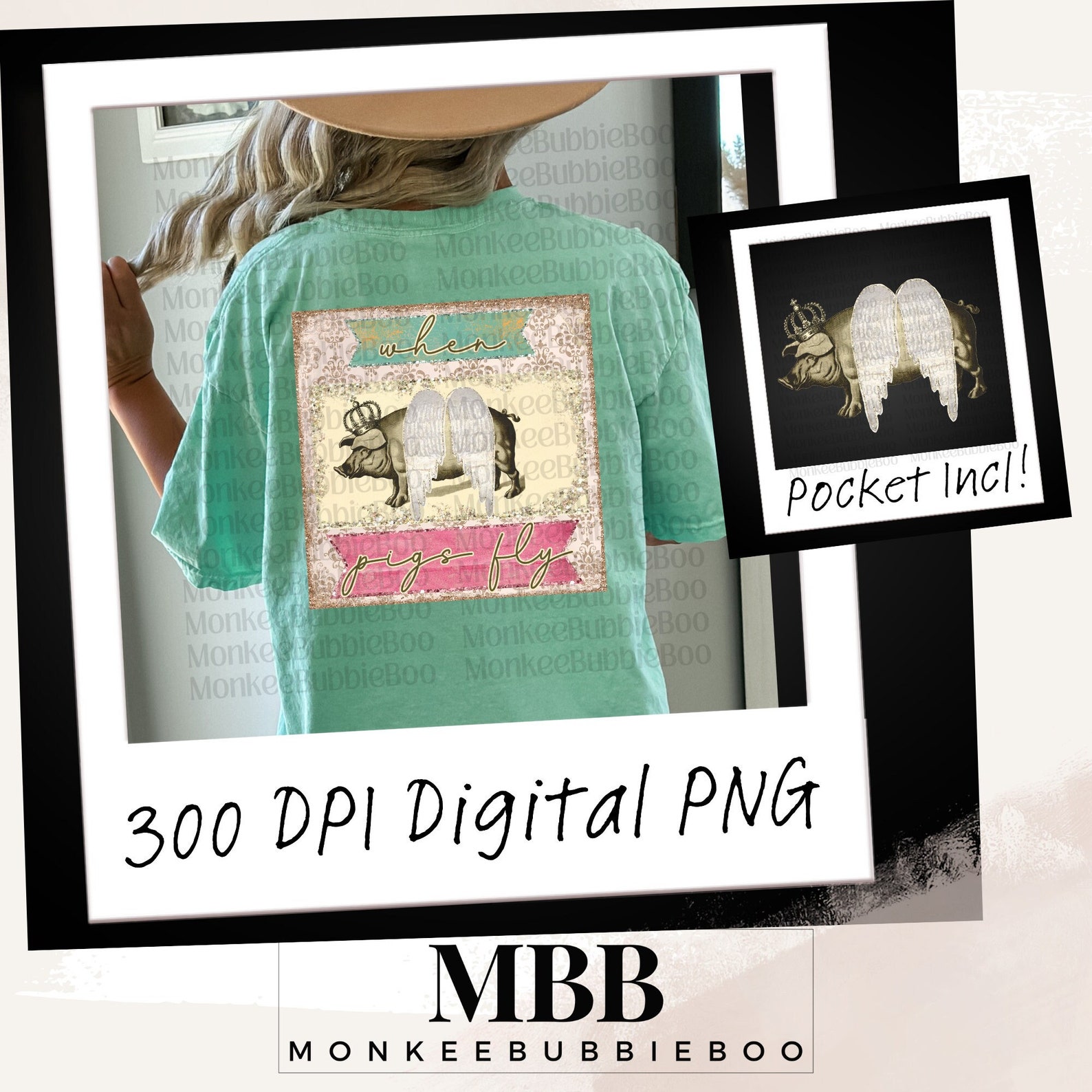 Set of 2 Pngs, When Pigs Fly PNG, Preppy Pig Png, Sassy, Pig ...