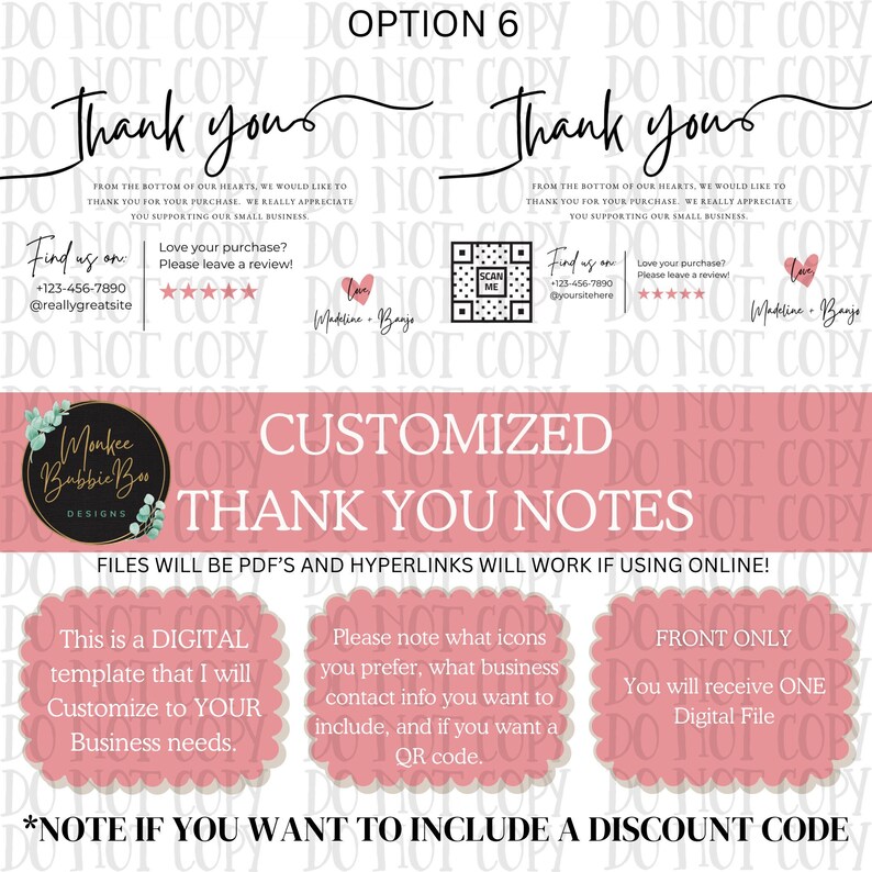 Printable Thank You Card, Thank You Card, Personalized Package Inserts ...