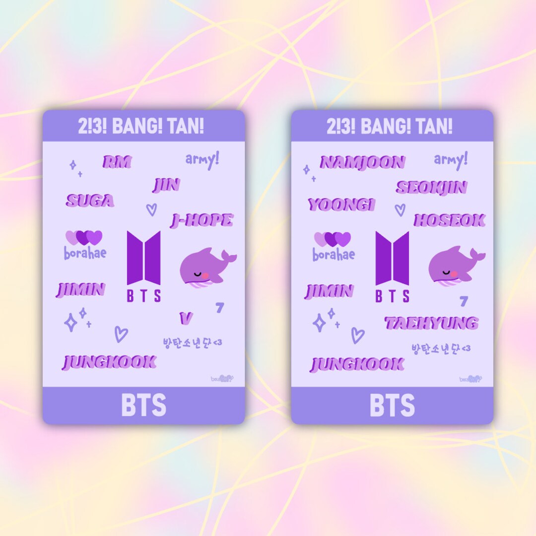 BTS Member Sticker Sheet || Kpop Bangtan Name Army Borahae Whalien - Etsy