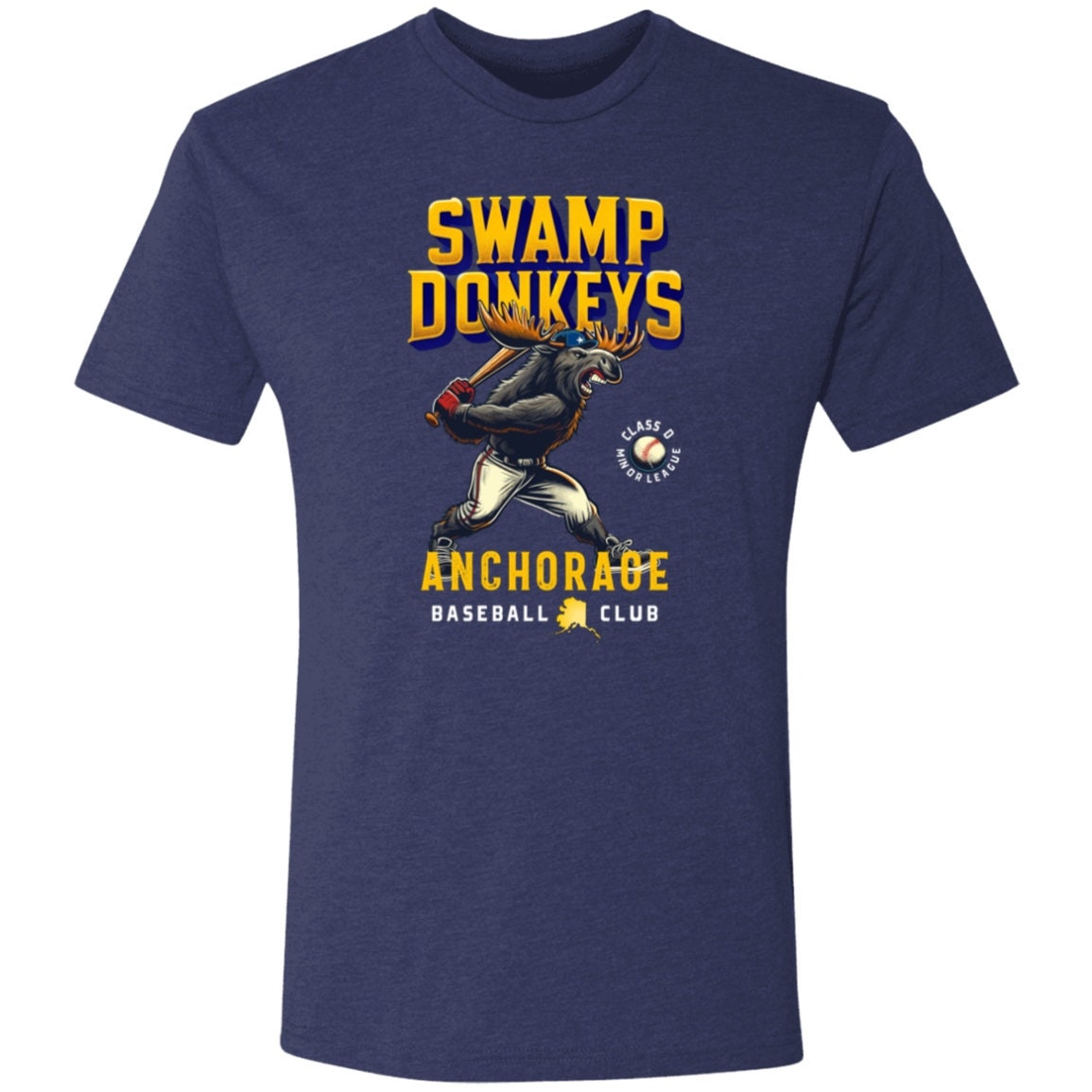 Anchorage Swamp Donkeys Retro Minor League Baseball Men's Triblend T ...