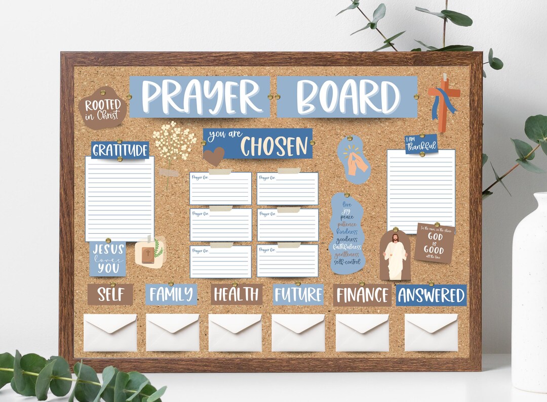 Printable Prayer Board Kit, Prayer Cards, Christian Wall Collage Bible ...
