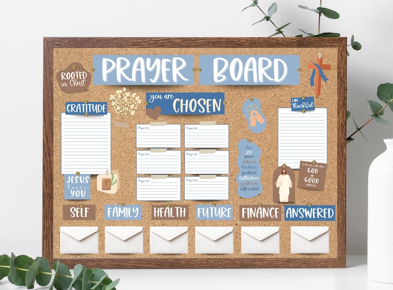 Printable Prayer Board Kit, Prayer Cards, Christian Wall Collage Bible ...