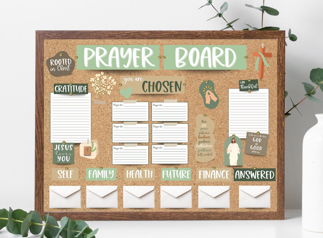 Printable Prayer Board Kit, Prayer Cards, Christian Wall Collage Bible ...