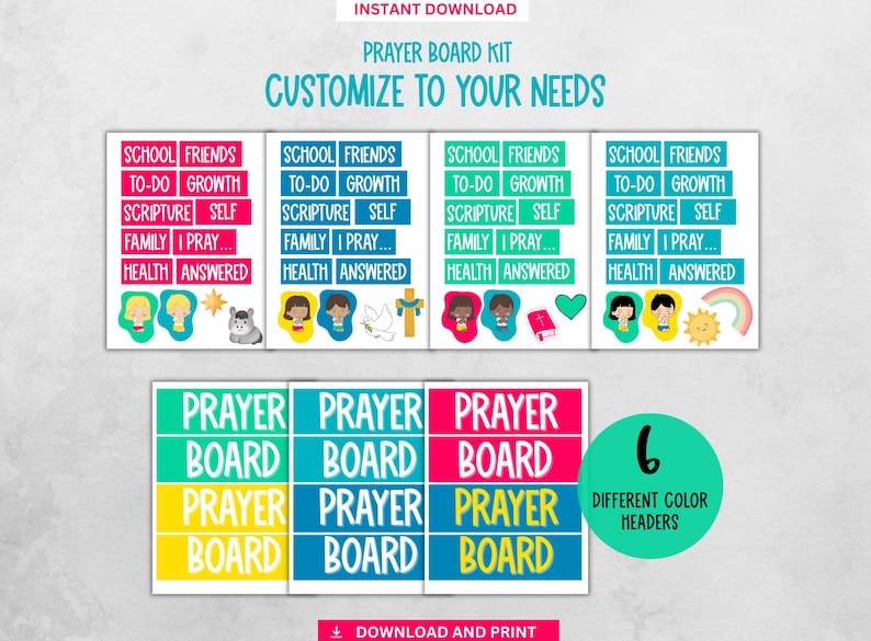 Kids Prayer Board Starter Kit | Prayer Board Template for Kids, Prayer ...