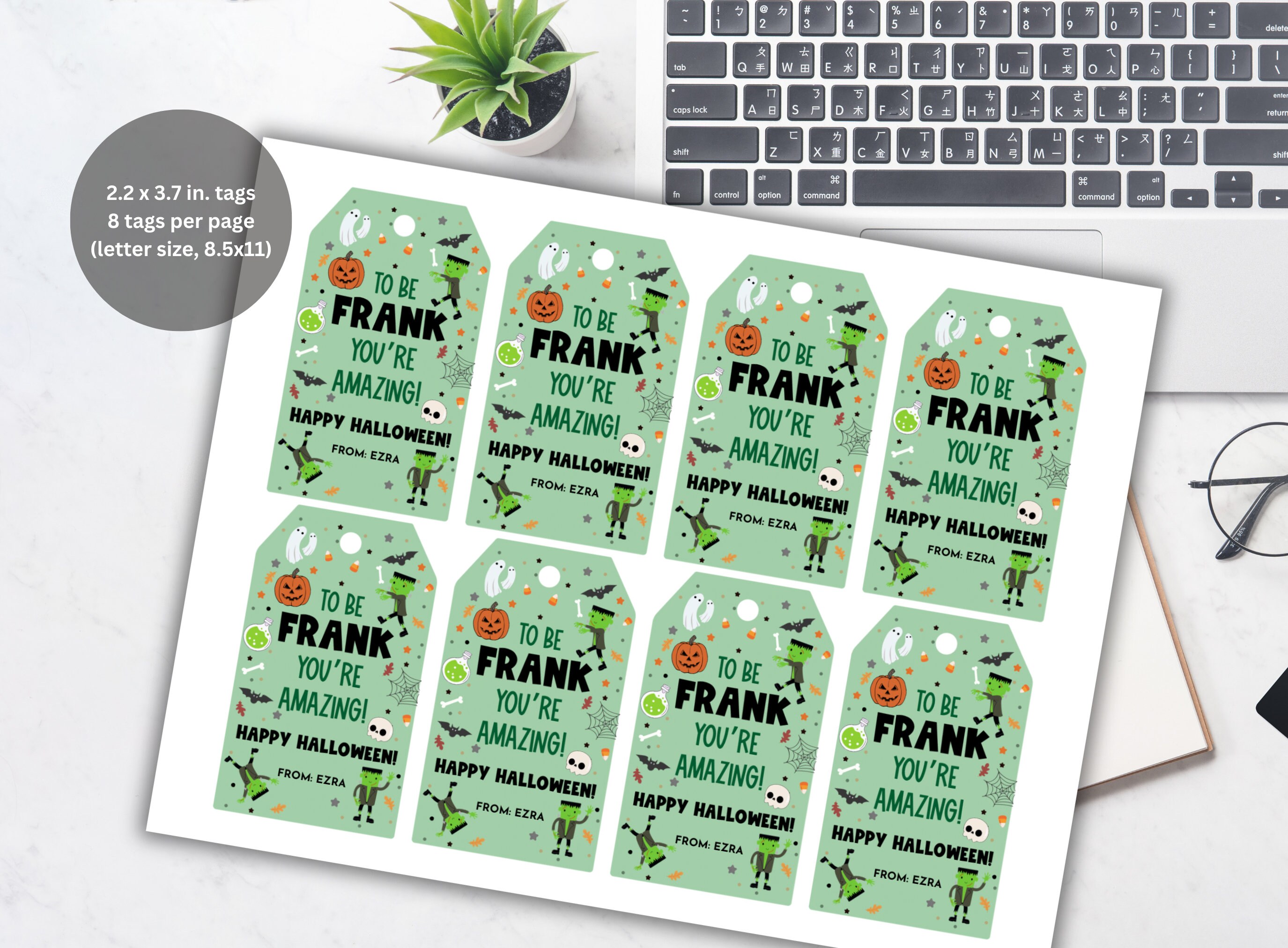 Halloween Gift Tag Printables Frankenstein Party Favor - Etsy