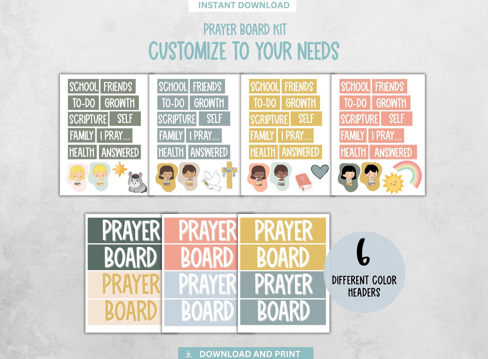 Kids Prayer Board Starter Kit | Prayer Board Template for Kids, Prayer ...