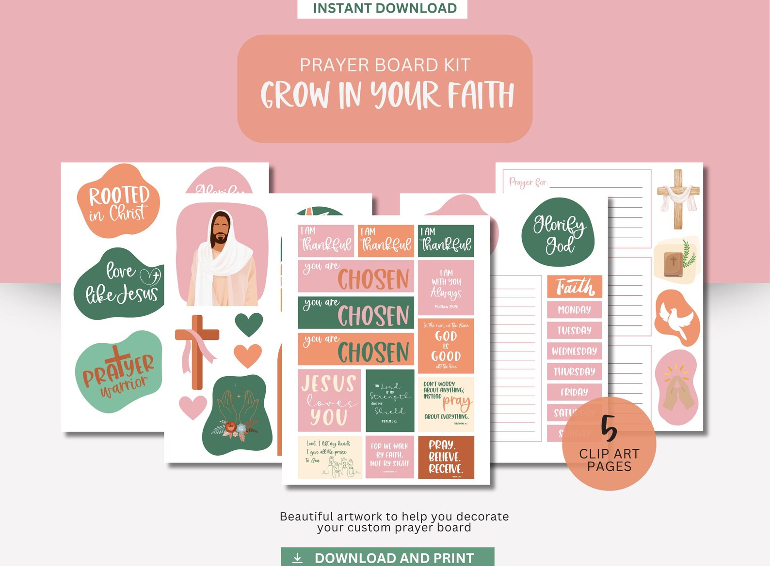 Printable Prayer Board Kit, Prayer Cards, Christian Wall Collage Bible ...
