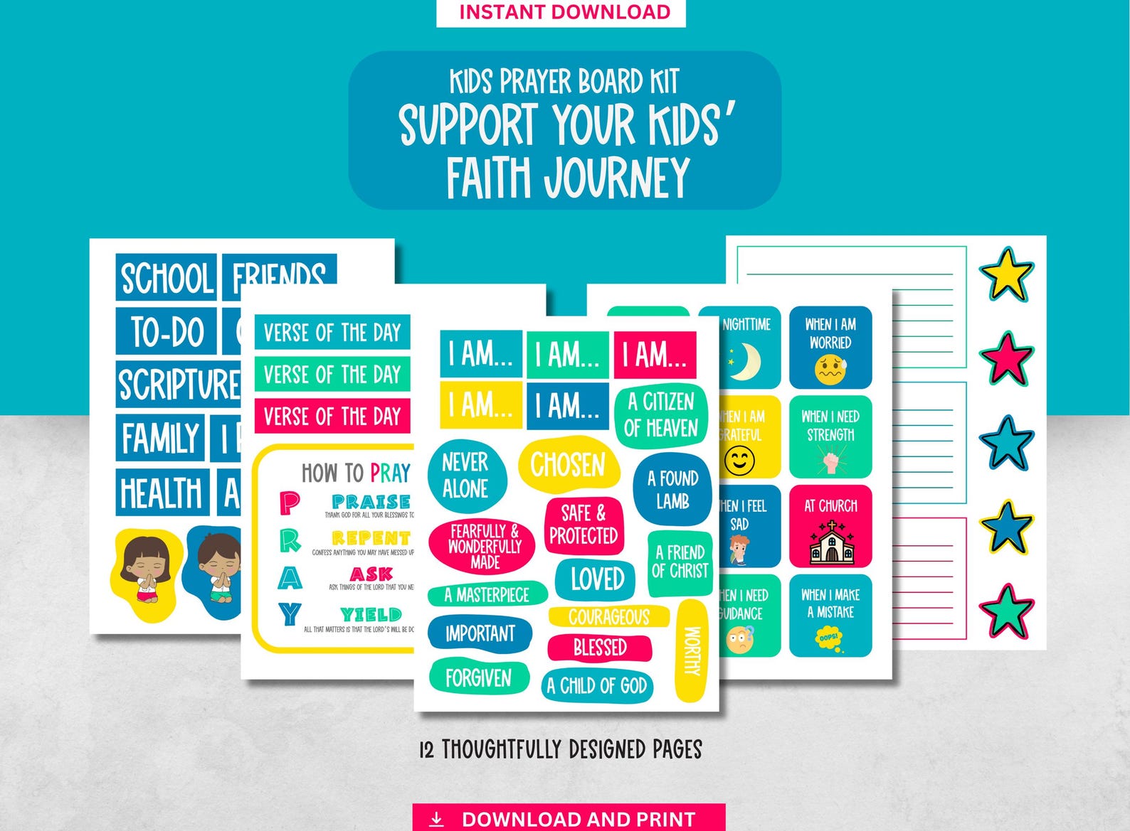 Kids Prayer Board Starter Kit | Prayer Board Template for Kids, Prayer ...