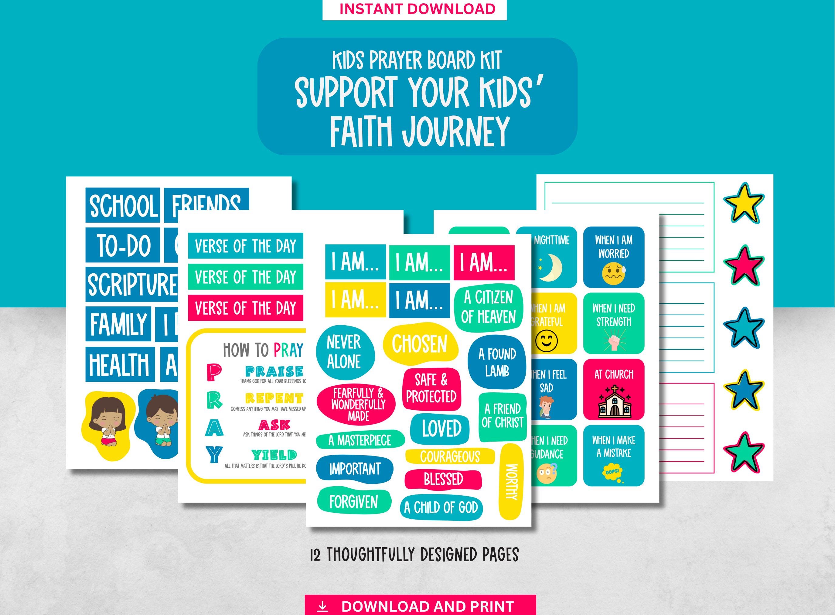 Kids Prayer Board Starter Kit | Prayer Board Template for Kids, Prayer ...