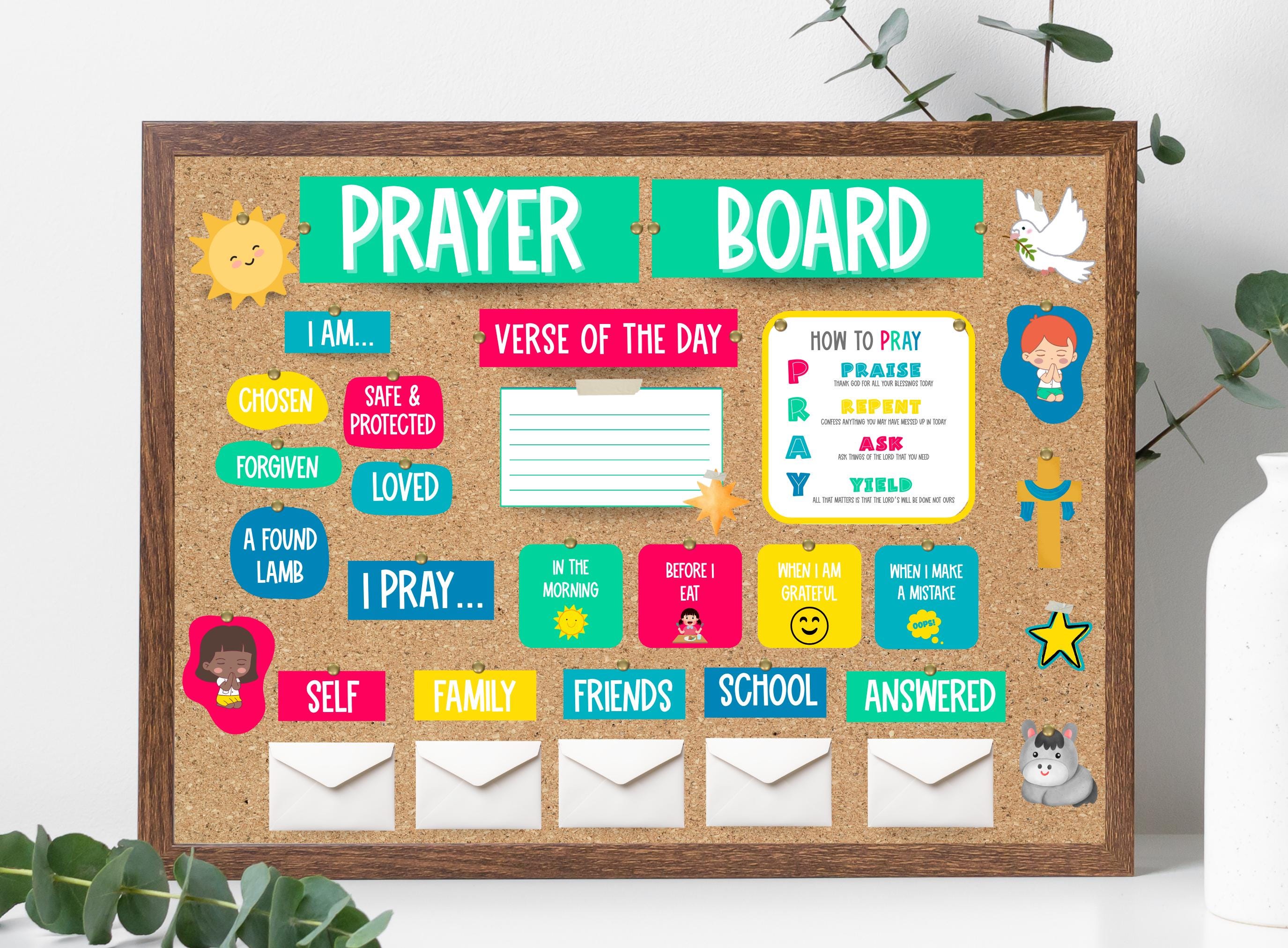 Kids Prayer Board Starter Kit | Prayer Board Template for Kids, Prayer ...