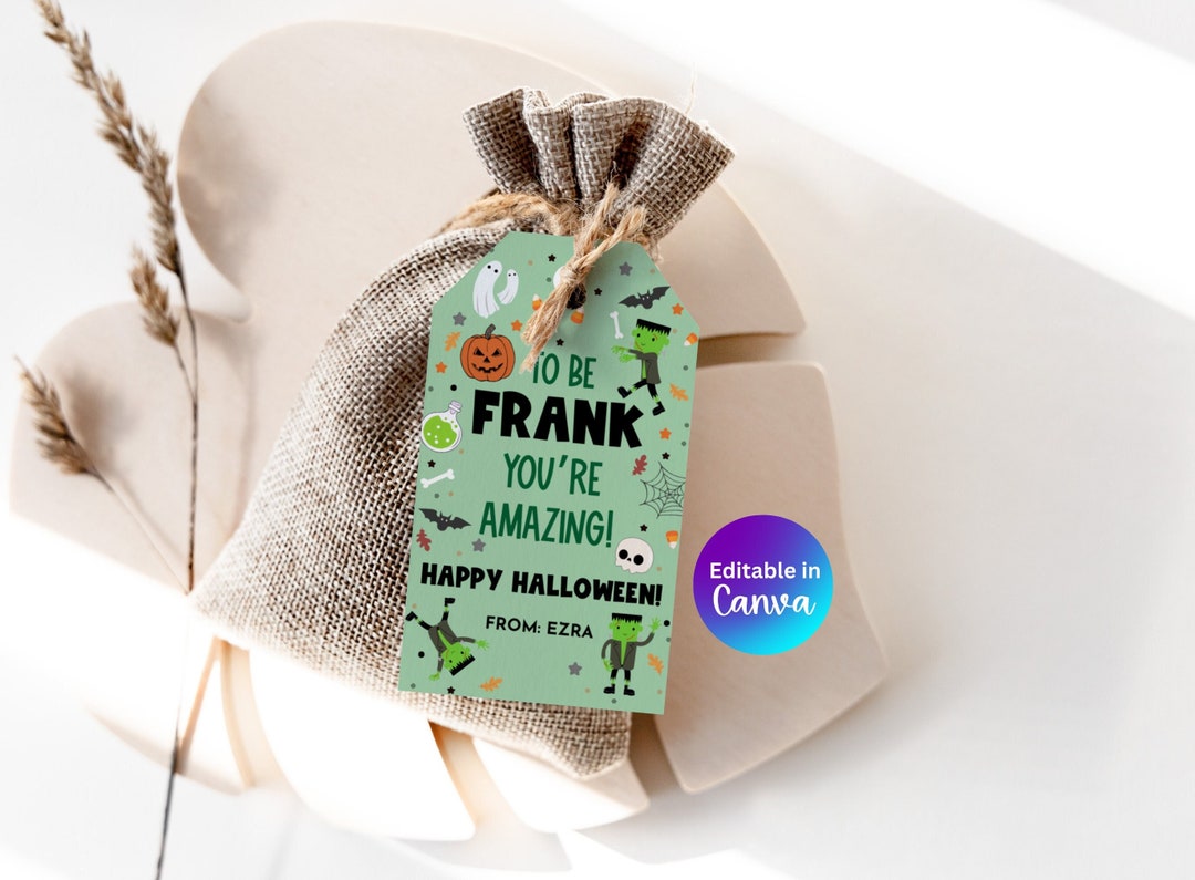 Halloween Gift Tag Printables, Frankenstein Party Favor, Halloween ...