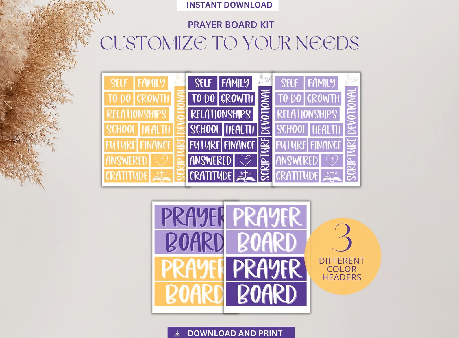 Printable Prayer Board Kit, Prayer Cards, Christian Wall Collage Bible ...