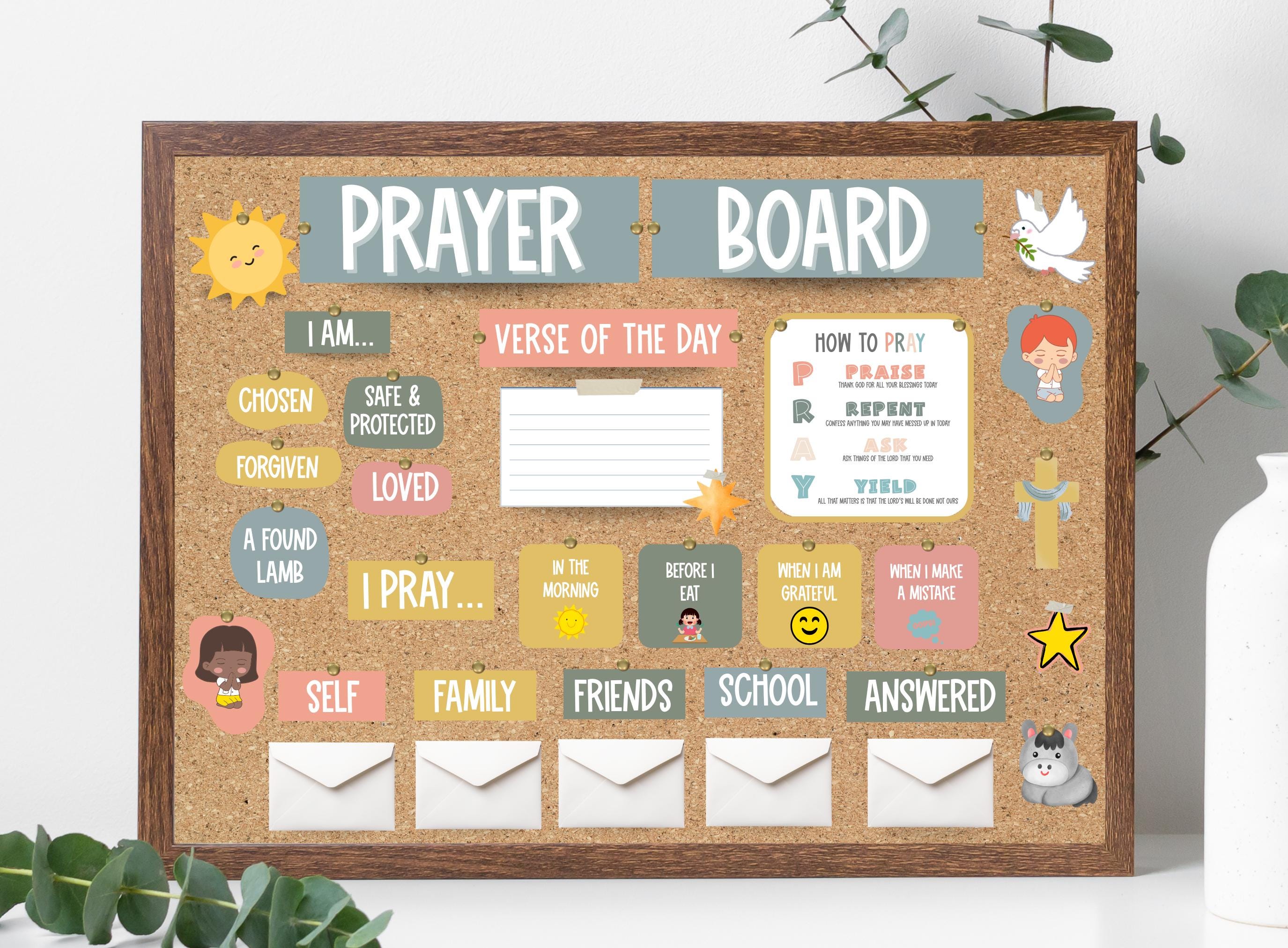 Kids Prayer Board Starter Kit | Prayer Board Template for Kids, Prayer ...