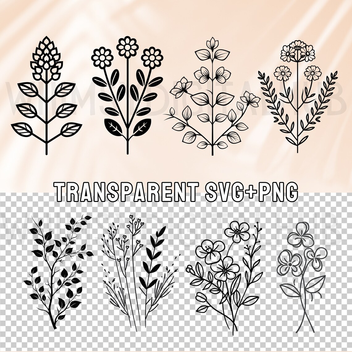 Wildflower Floral SVG Meadow Svg Wildflowers Line Art Svg Botanical ...