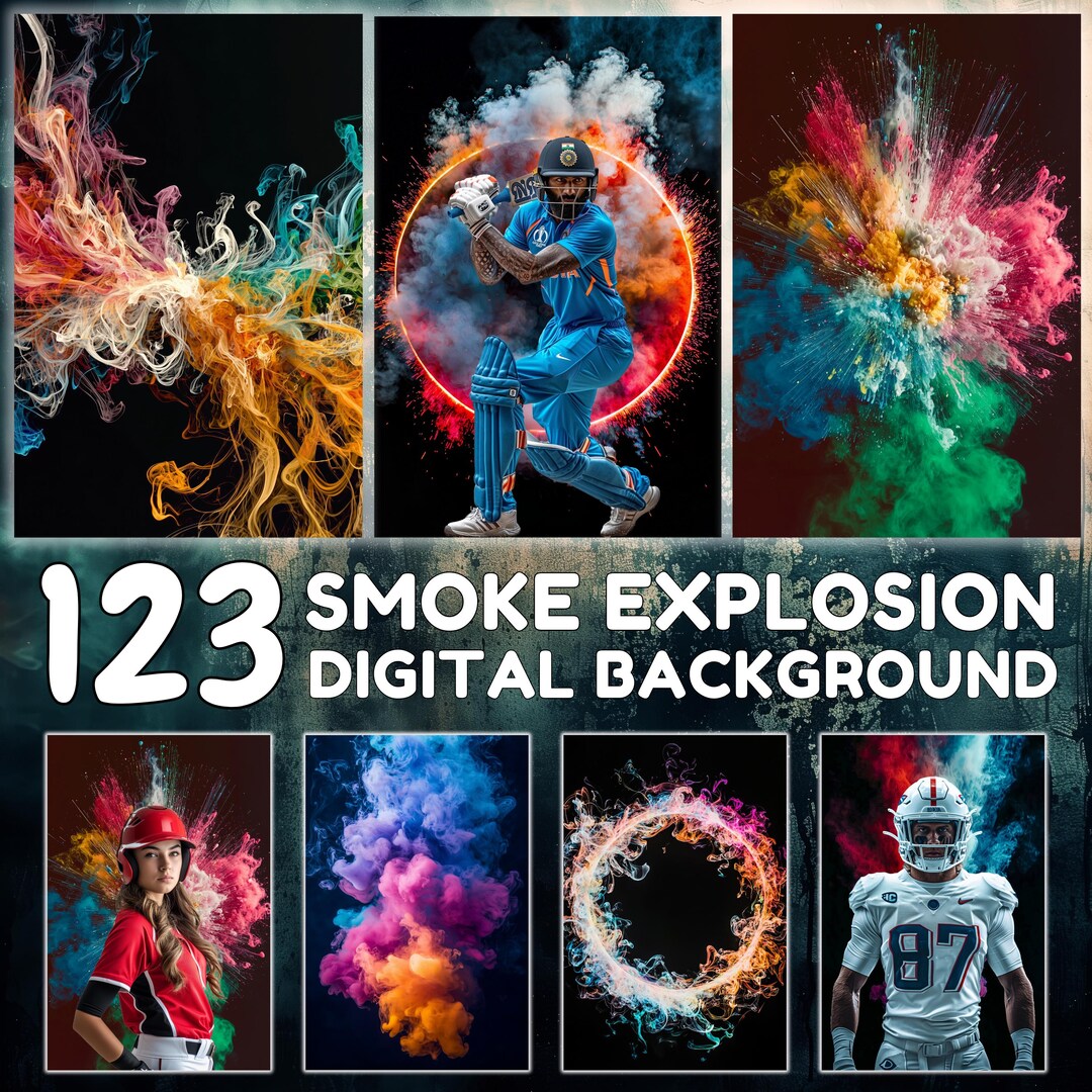 123 Smoke Explosion Digital Backdrops: Sport Photography Overlays (JPG ...