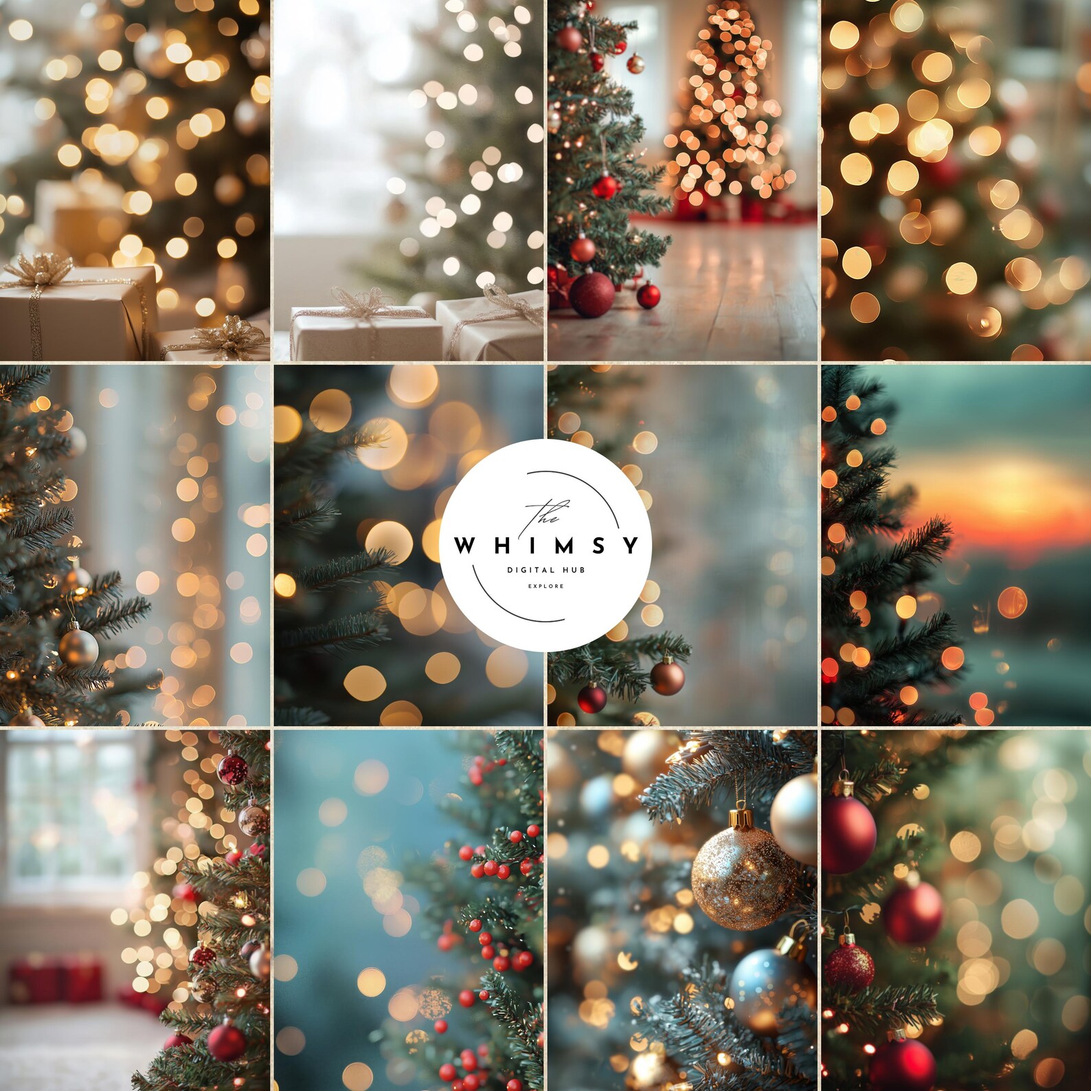 146 Christmas Digital Backdrops: Festive Holiday Photo Overlays (JPG ...
