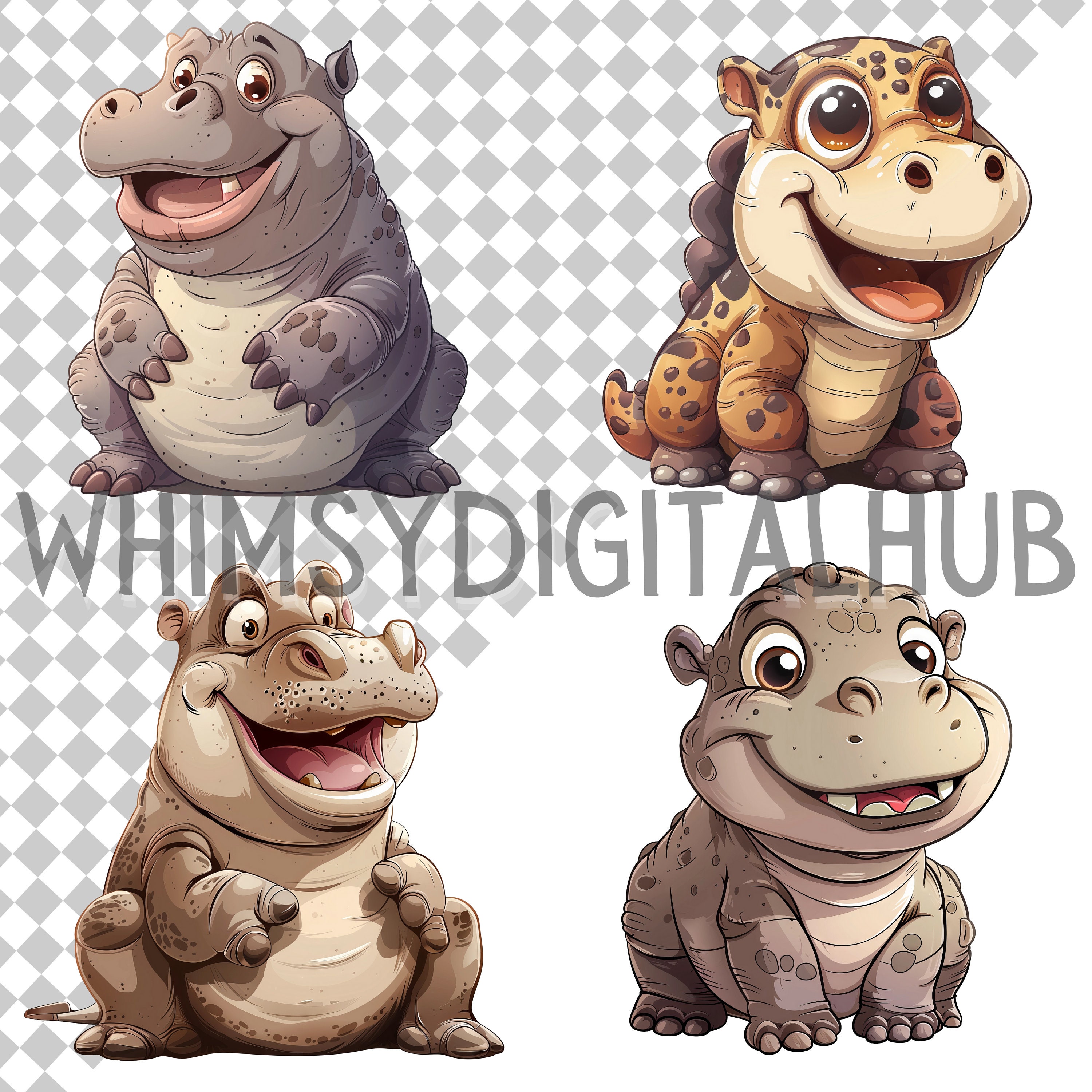 Cute Hippo Clipart Funny Hippo Clipart PNG Baby Hippo Png Cute Animal ...