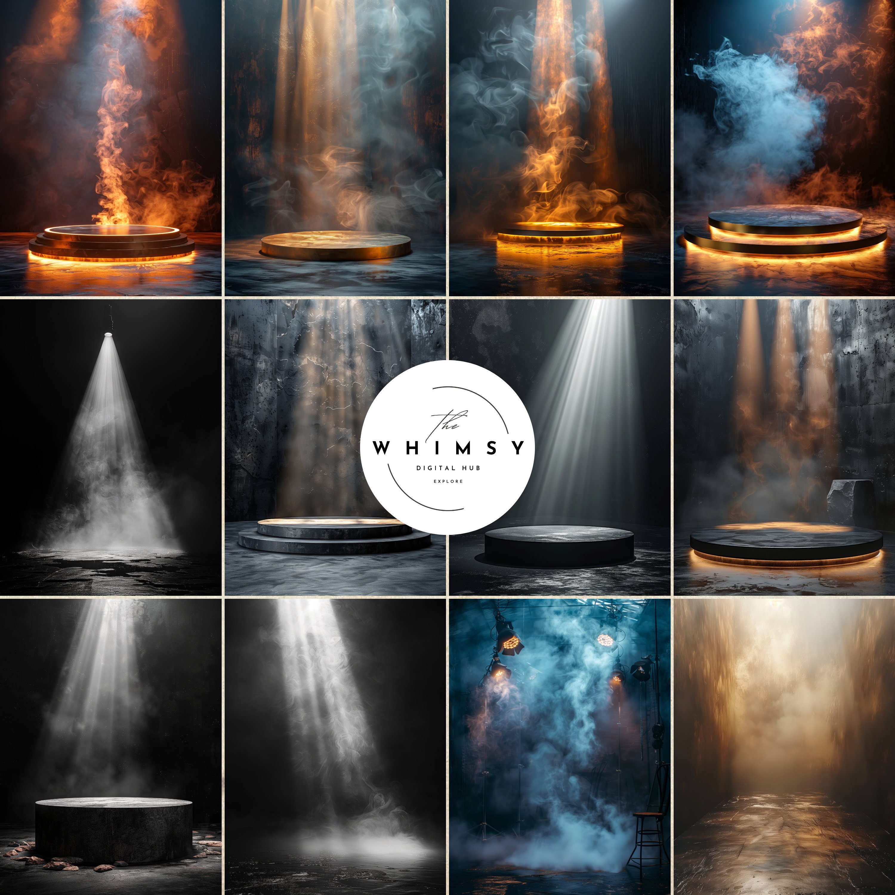Spotlight Fog Digital Backdrops: Lighting Effects Photoshop Overlays ...