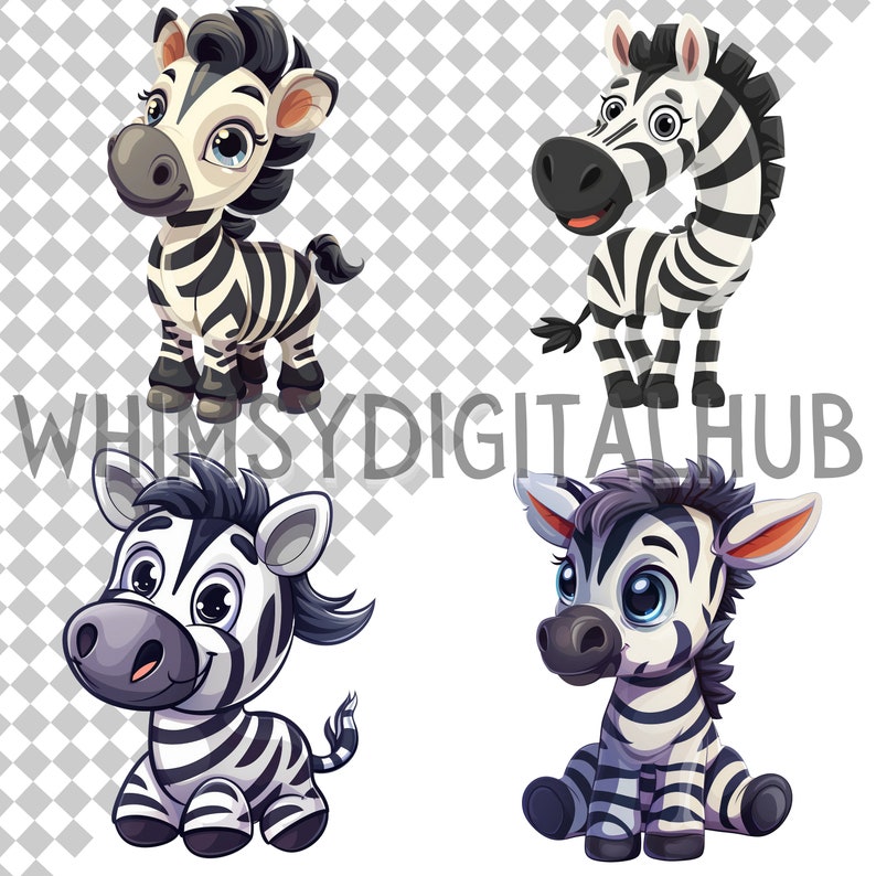 Watercolor Baby Zebra Clipart Bundle: Safari Animal PNG Graphics ...