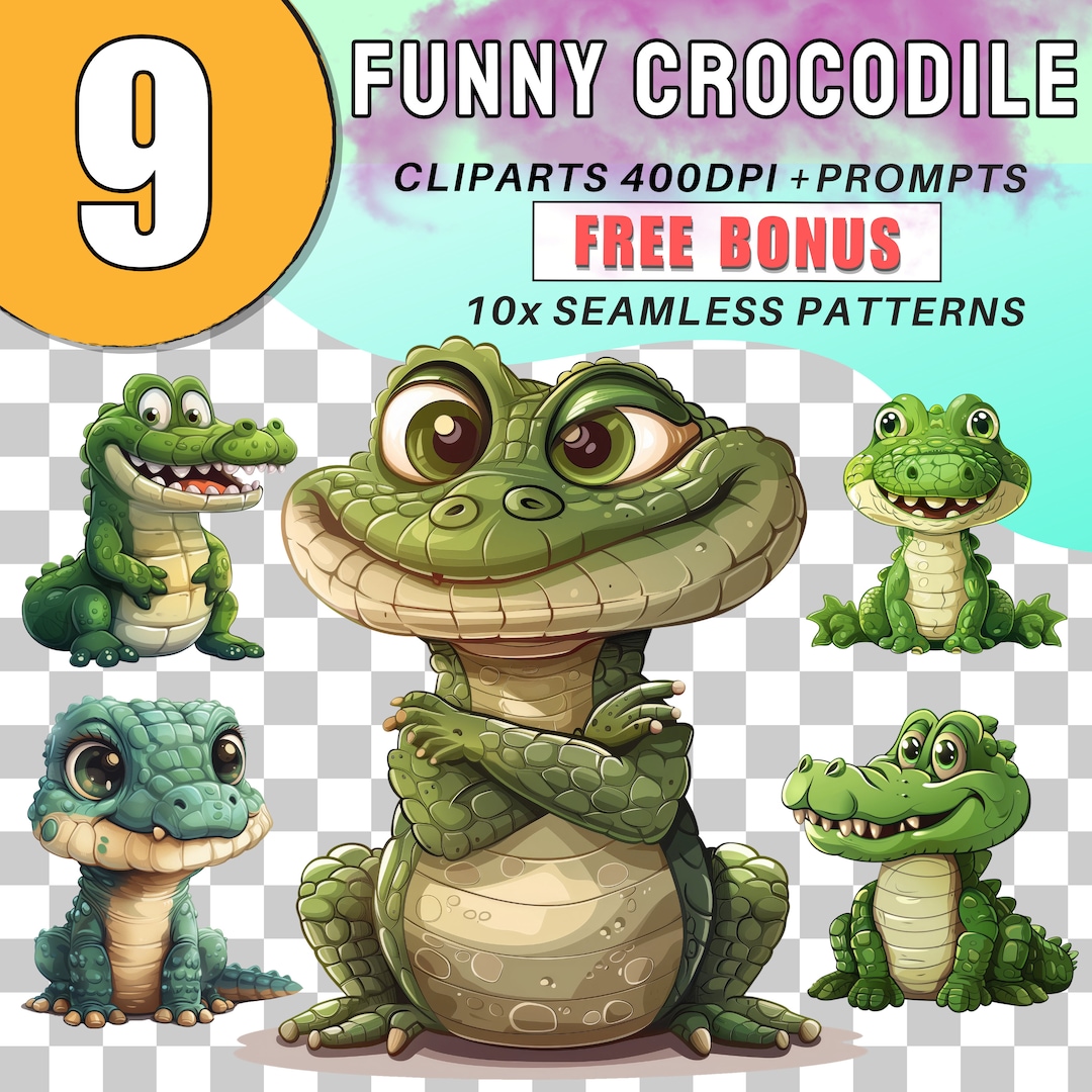 Baby Crocodile Clipart PNG Watercolor Crocodile Png Bundle Cute ...