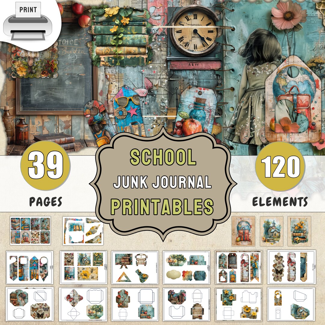 School Junk Journal Printables School Journal DIY Kit Back to School ...