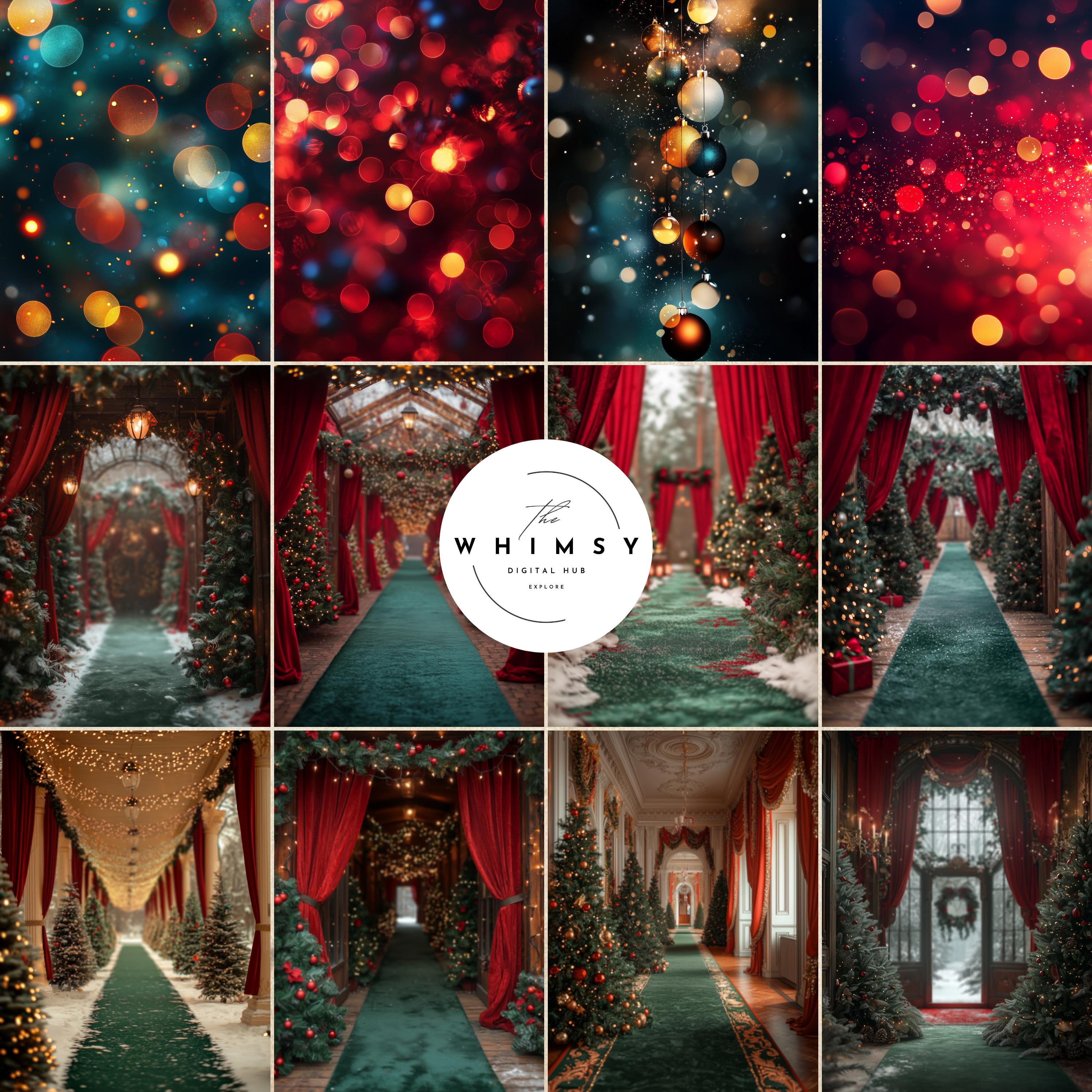 146 Christmas Digital Backdrops: Festive Holiday Photo Overlays (JPG ...