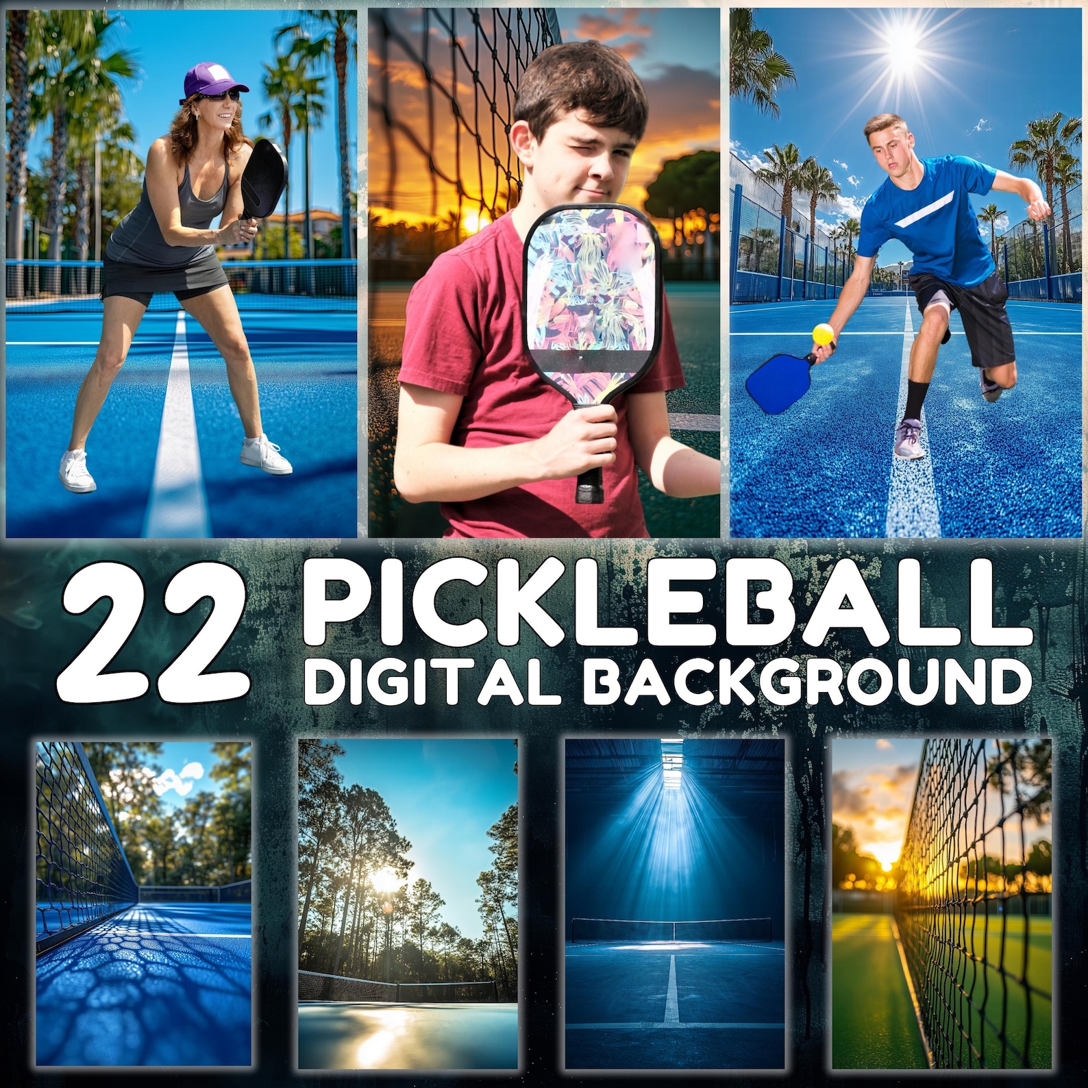 Pickleball Sport Digital Backgrounds: Photo Overlays (JPG) - Etsy