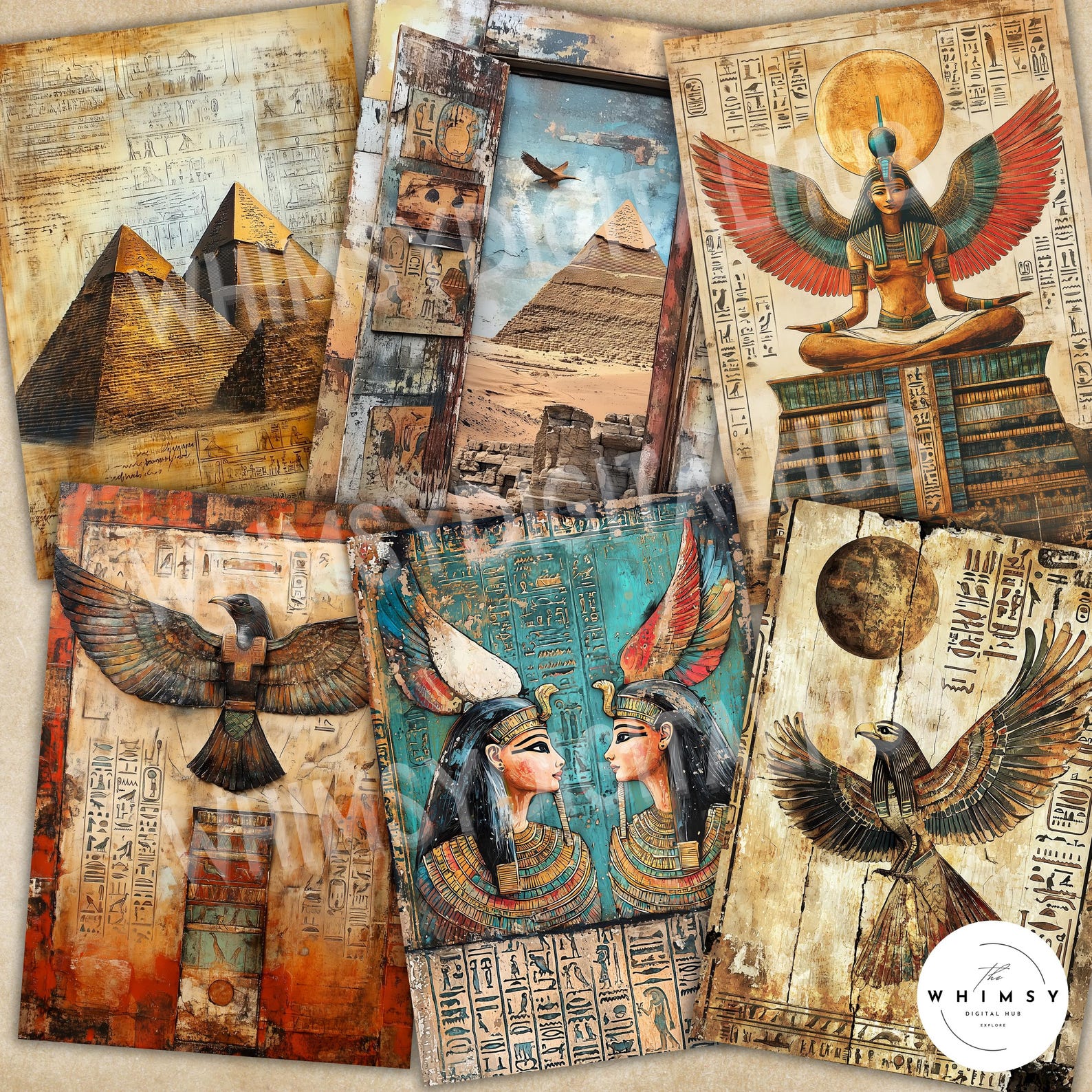 Ancient Egypt Junk Journal Papers Printable Pyramid Shabby Chic Pages ...