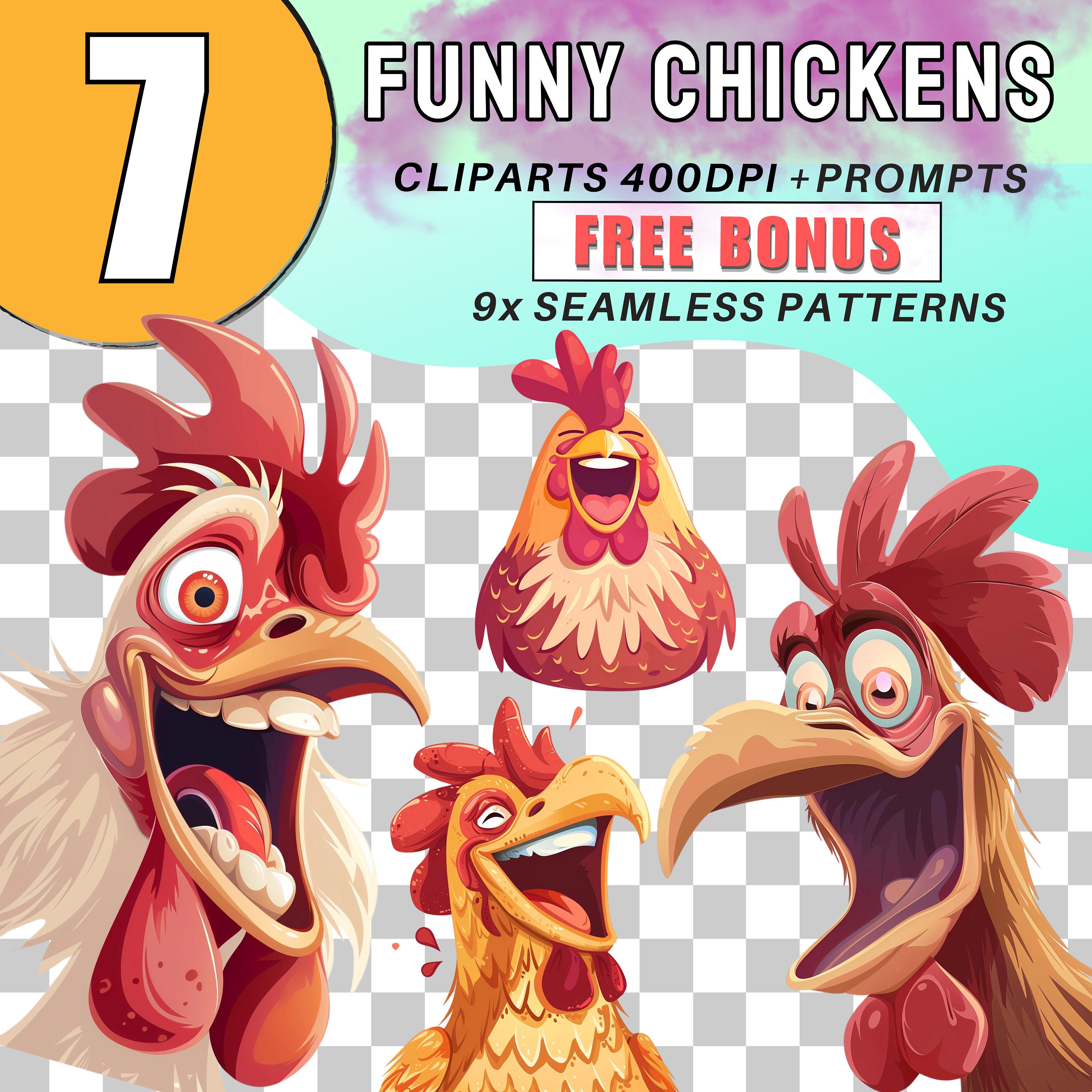 Funny Chickens PNG Clipart Bundle Transparent Chicken PNG Cute ...