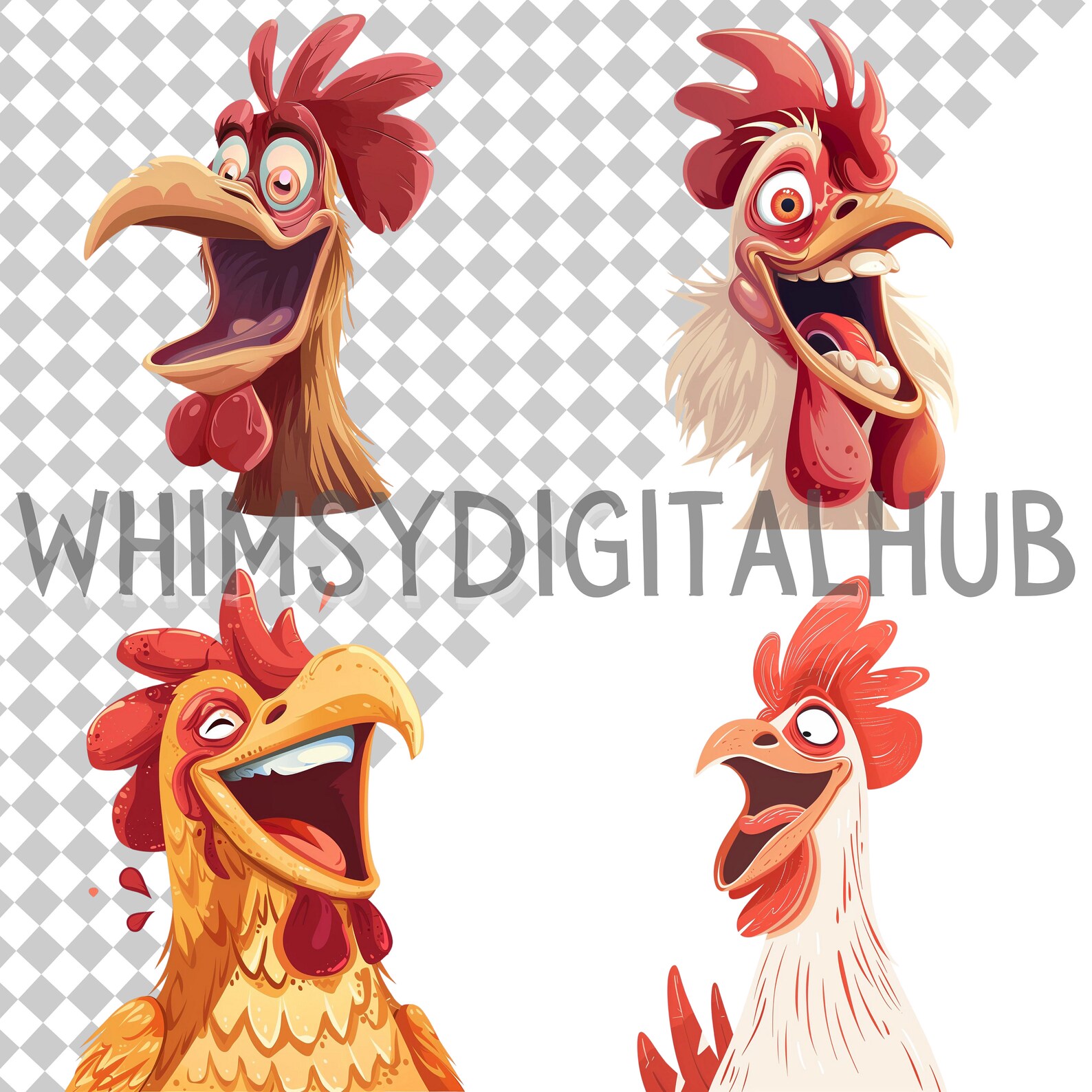 Funny Chickens PNG Clipart Bundle Transparent Chicken PNG Cute ...